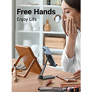 UGREEN Phone Stand Desk Foldable Holder Height Adjustable Cell Phone Cradle Dock Compatible with iPhone 14 Pro 14 Plus 13 Pro Max 12 11 SE XS XR 8 7Plus, Galaxy S23, and All Phones Black