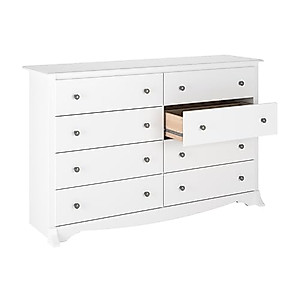 Prepac Sonoma 8 Drawer Double Dresser for Bedroom, Wide Chest of Drawers, Bedroom Furniture, Clothes Storage and Organizer, 17.25" D x 59" W x 37" H, White