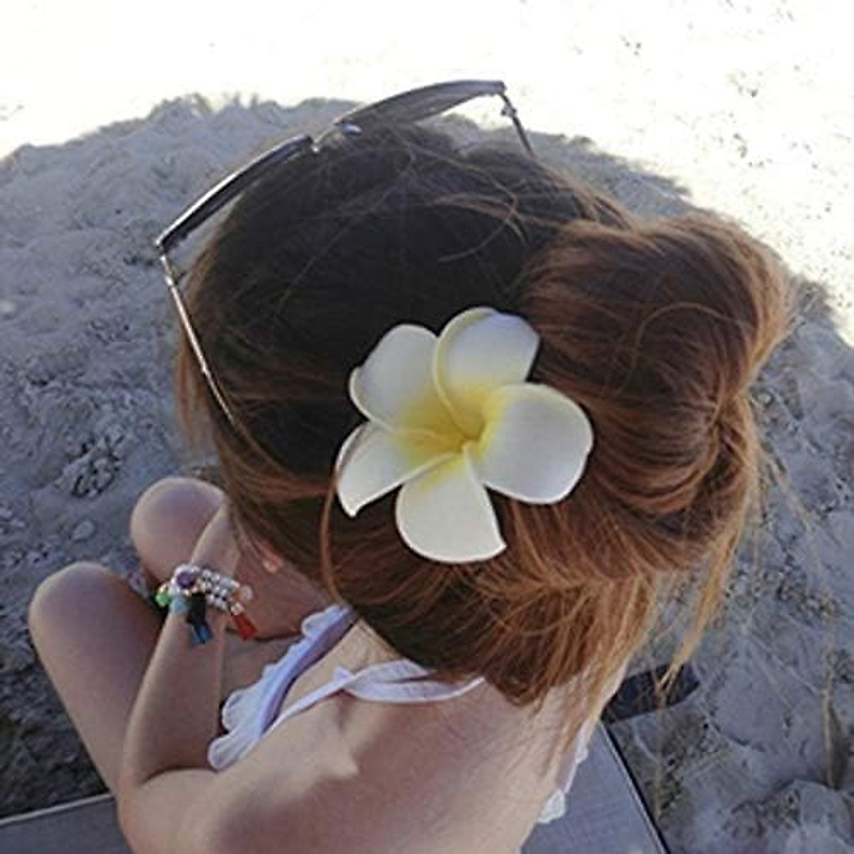 Calcifer® 30pcs 1.97''Hawaii Hawaiian Plumeria Flower Clips Bridal Wedding Party Beach Hair Clips