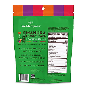 Wedderspoon Organic Manuka Honey Vitamin C Lollipops Variety Pack, 24 Count - No Artificial Flavors or Dye