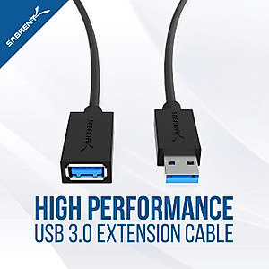Sabrent 4-Port USB 3.0 Hub + 22AWG 3 Feet USB 3.0 Extension Cable