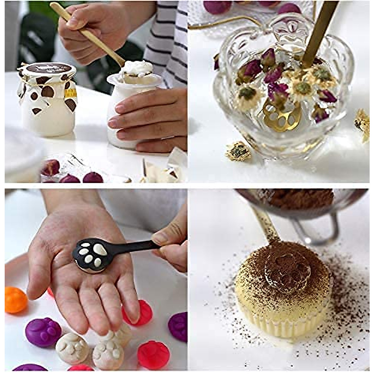 WEKTUNAA 8-Pack Cat Paw Spoon 18/10 Stainless Steel Teaspoons, Sugar, Coffee, Cake, Dessert, Ice Cream Spoon Stirring Spoon, 5.9 inch