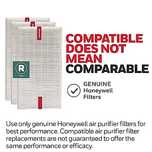 Honeywell HEPA Air Purifier Filter R, 3-Pack for HPA 100/200/300 and 5000 Series - Airborne Allergen Air Filter Targets Wildfire/Smoke, Pollen, Pet Dander, and Dust