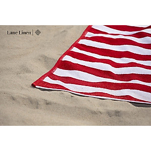 LANE LINEN 4 Pack Beach Towels - 100% Cotton Beach Towel with Beach Bag, Luxury Pool Towels for Adults, Quick Dry, Soft & Absorbent Oversized Beach Towel (36"x72"), Beach Essentials for Women - Red