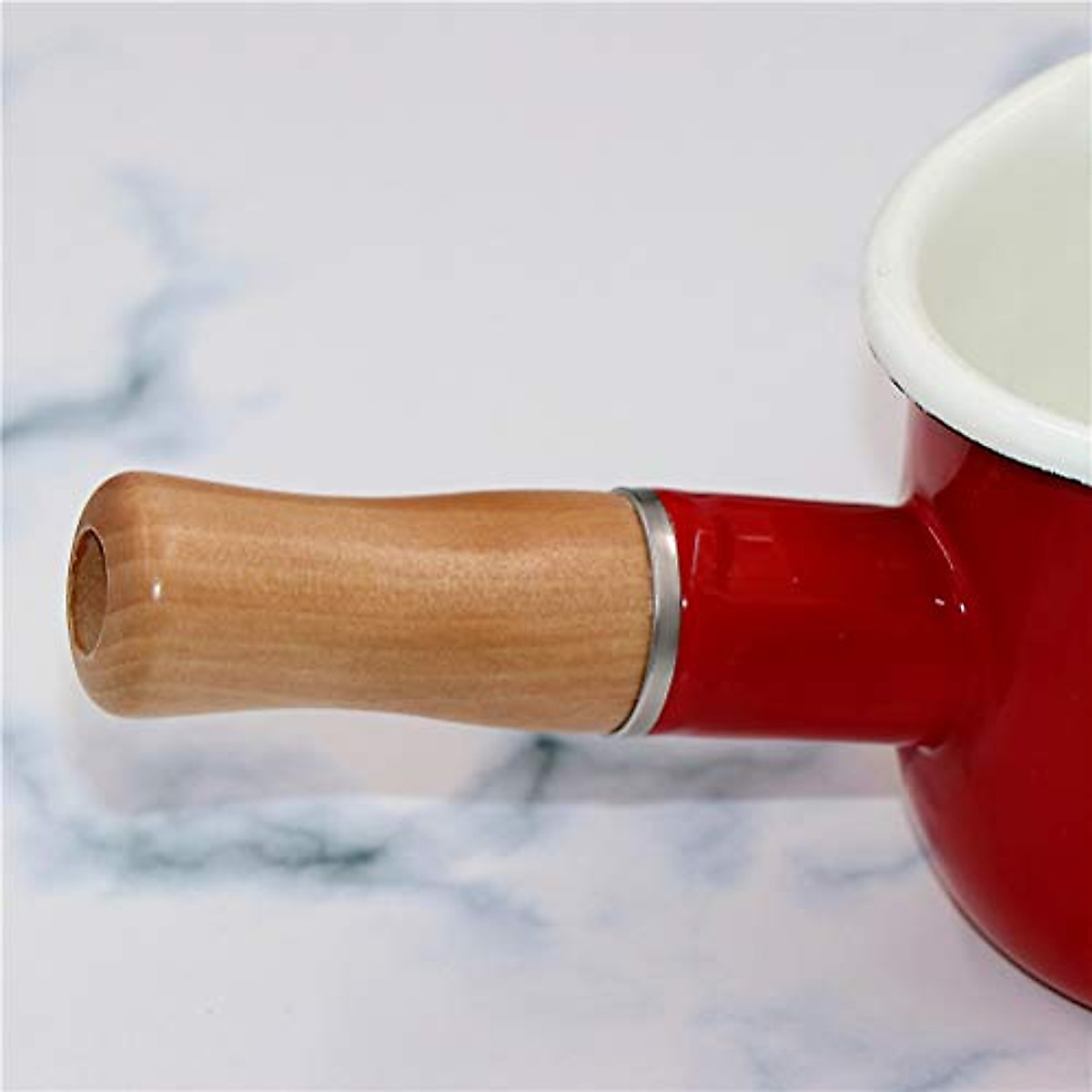 BESTONZON Enamel Milk Pan Butter Warmer Two Pour Spouts Mini Cooking Pot for Noodle Butter Coffee Baby Food (Random Color)