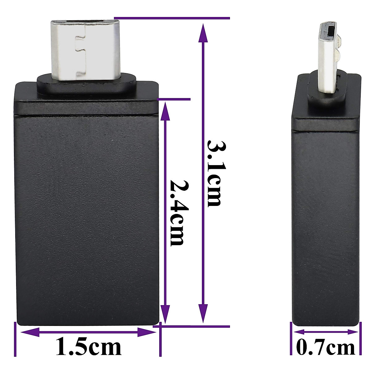 AAOTOKK OTG Micro to USB Adapter, Aluminum Alloy Micro USB Male to USB 2.0 A Female OTG (On The Go) Adapter for Android Smartphone Tablets More USB and Micro Devices (2 Pack-Black)