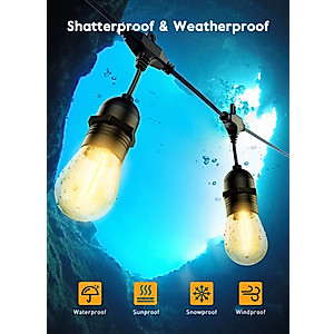 Brightown 52FT LED Outdoor String Lights with 3 Lighting Modes, Outside Dimmable Patio Lights with Timer, Waterproof Hanging Lights for Outside Garden Yard Balcony Backyard Cafe