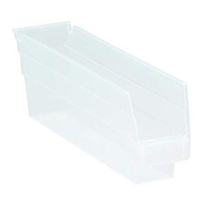 QUANTUM STORAGE SYSTEMS K-QSB100CL-12 12-Pack Plastic Shelf Bin Storage Containers, 11-5/8 inch x 2-3/4 inch x 4 inch, Clear