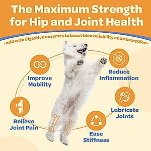 Glucosamine for Dogs, Joint Supplement for Dogs, 180 Counts, Chondroitin, Omega-3, MSM, Turmeric for Pain Relief, Dog Joint Supplement with Calcium for Bone Health, Chicken Flavored Crunchy Chews