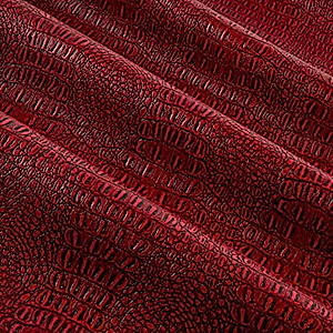 Alligator Fabric, Soft Textured Crocodile Vinyl Faux Leather, Gator Skin Embossed Upholstery DIY Craft and Clips Pleather Sheets – Individual 1 Yard Cut 36”x54” (Red/Black Print)