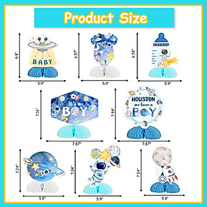 Outer Space Baby Shower Decorations for Boy - 8pcs Space Baby Shower Honeycomb Centerpieces, Planet Astronaut Space Table Toppers for Houston We Have a Boy Baby Shower Party Supplies