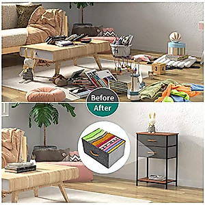 YITAHOME Storage Tower Unit with 2 Drawers - Fabric Dresser, Organizer Unit for Bedroom, Living Room, Hallway & Closets - Sturdy Steel Frame, Wooden Top & Easy Pull Fabric Bins