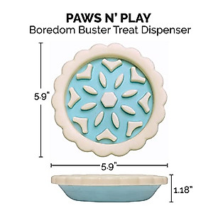Furhaven Paws 'n Play Pie Slow Feeder Fillable Dog Toy, Washable - White/Blue, One Size