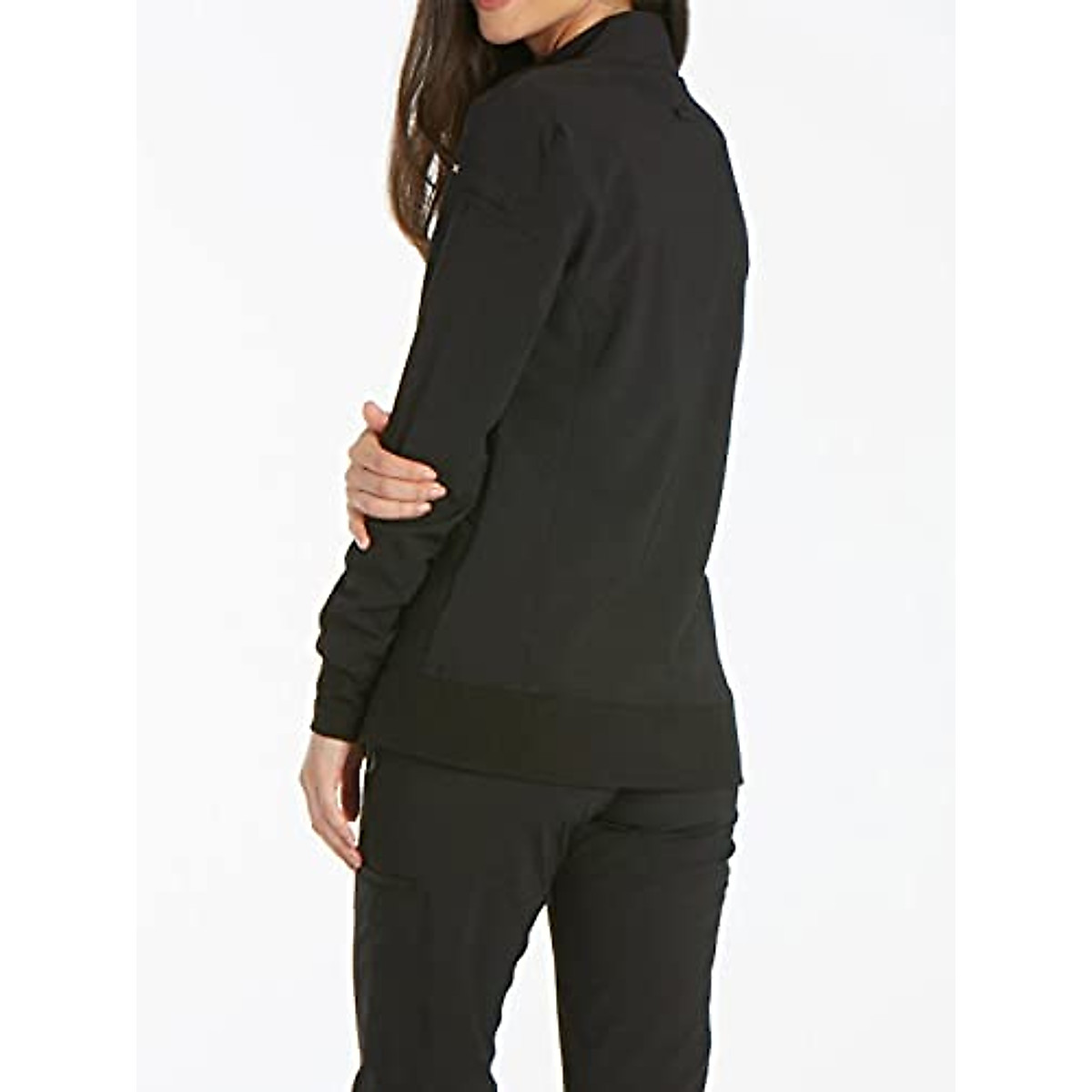 Cherokee iflex Uniforms Zip Front Scrub Jackets for Women CK303, XL, Black