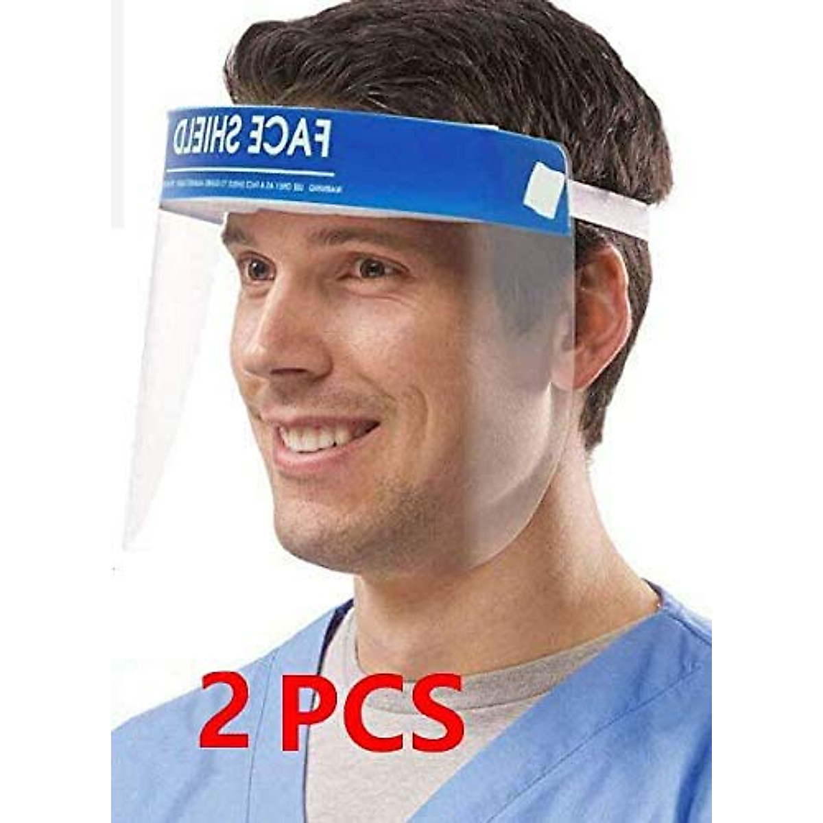 Homasen Safety Face Shield 2 Pack, All-Round Protection Cap with Clear Wide Visor Spitting Anti-Fog Lens, Lightweight Transparent Shield with Adjustable Elastic Band colors may vary (SPGMASK-2)