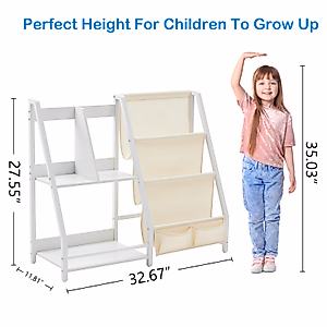 TROOPVILLE Kids Bookshelf and Toy Storage,Bookshelf for Kids Room,Montessori Bookshelf, Bookcase for Kids Room, Kids Book Shelf Organizer for Kids Rooms,Childrens Bookshelf