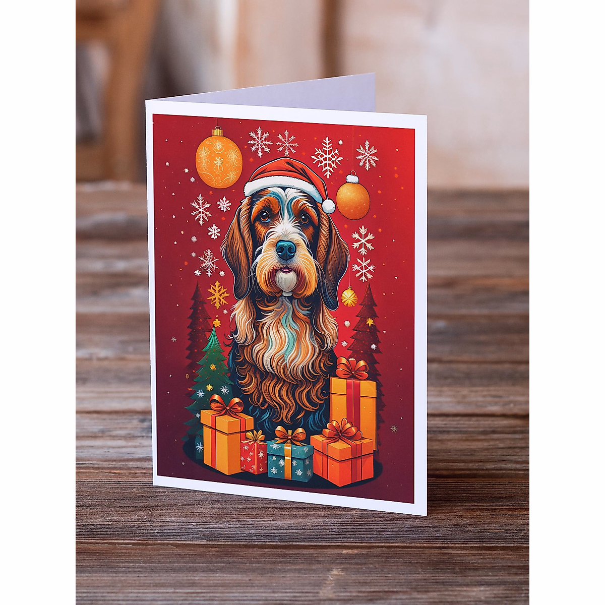 Caroline's Treasures DAC3136GCA7P Petit Basset Griffon Vendeen Holiday Christmas Greeting Cards Pack of 8 Blank Cards with Envelopes Whimsical A7 Size 5x7 Blank Note Cards