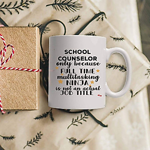 Funny Ninja School Counselor Mug Coffee Cup | Counselors Men Women Gift Mugs - Adviser Advisor Guidance Mentor secondary Counseling Teacher Birthday Gifts