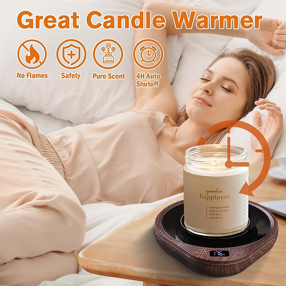 PUSEE Coffee Mug Warmer, Electric Large Candle Warmer Plate with 4H Auto Shut Off, 3-Temp Settings Coffee Cup Warmer for Desk Coffee Mug Heater Plate Candle & Coffee Warmer for Tea, Milk, Cocoa