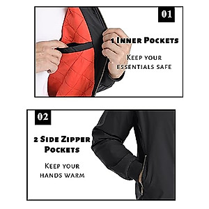 TACVASEN Men's Jackets Long Sleeves Classic Sports Windbreaker Softshell Coats Black, L