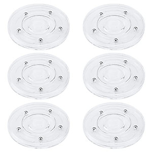 Semetall 6pcs 4" Acrylic Lazy Susan Rotating Swivel Plate Round Turntable Organizer for Makeup Table Kitchen Cabinet Spice Rack Cake,Clear