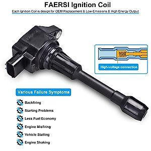 Ignition Coil Pack of 4 Replacement for 1.6L 1.8L 2.0L 2.5L - Nissan - Altima Cube Pathfinder NV200 Rogue Sentra Urvan Versa, 2014-2015 Infiniti QX60, Replace# UF-549, C1696, UF549, 5C1753,22448ED000