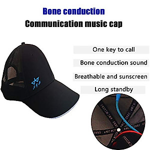PTKU Bluetooth Music Cap with Stereo Speakers & Mic Hat,Bluetooth Cap, Bone Conduction Headset Baseball Mesh Cap for Men Women,Applicable Throughout The Year