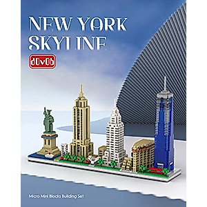dOvOb Architecture New York Skyline Micro Mini Blocks Building Set, 3048 Pieces Bricks,3D Puzzle Collection Model Kit as Gift for Adults or Kids