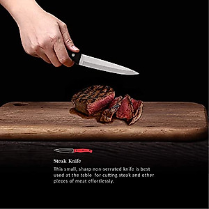 Master Maison 8-Piece 4.5" Premium Steak Knife Set | 8 German Non-Serrated Stainless Steel Kitchen Steak Knives + Storage Gift Box | Anti-Fatigue Ergonomic Full-Tang Triple-Riveted Handle (Black)