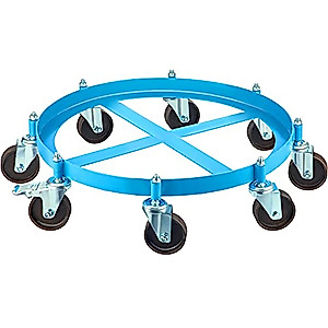 VEVOR Drum Dolly, 55 Gallon Drum Cart Dolly, Oil Drum Dolly with 2000 Lbs Capacity, Grease Drum Dolly with 8 Cast Iron Swivel Casters, Non Tipping for Workshops, Factories, Warehouses, Shops, Docks