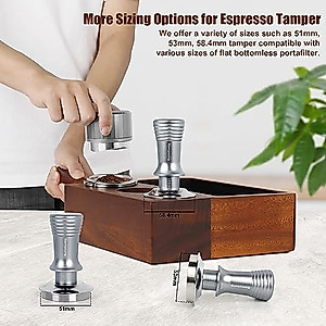 Samyoung Espresso Tamper 53mm Coffee Tamper with 30lbs Calibrated Spring-loaded Stainless Steel Espresso Coffee Tamper Flat Base Fits for Barista Coffee Lover Espresso Machine (53mm)