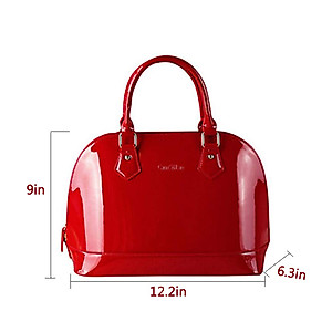 Yan Show Women's Wild Patent Leather Top Handle Purse Elegant Handbag Multi-Pocket Shoulder Bag Black