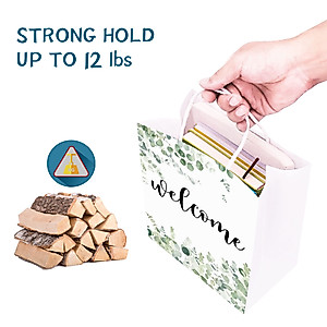 QIELSER 50 pcs Welcome Bags for Wedding Guests Bulk, White Welcome Gift Bags with Handles Shopping paper Bags Good for Wedding, Birthday Party Supplies, Craft, Packaging, Retail