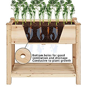Yaheetech Raised Garden Bed Planter Box with Legs & Storage Shelf Wooden Elevated Vegetable Growing Bed for Flower/Herb/Backyard/Patio/Balcony 34x18x30in