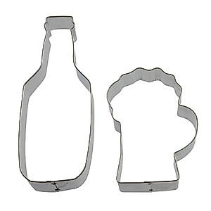 Bottoms Up Cookie Cutter 2 Pc Set – Beer Bottle and Beer Mug Cookie Cutters Hand Made in the USA from Tin Plated Steel