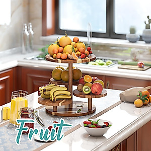 Vriccc Cupcake Stand, 4 Tier Round Cupcake Tower Stand for 50 Cupcakes, Tiered Serving Trays, Wood Cake and Cupcake Stand Combo, Farmhouse Tiered Tray Decor, Cupcake Display for Birthday Party