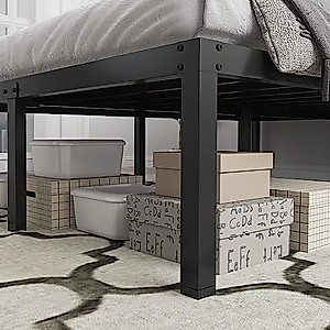 Bonkiss California King Bed Frame 3000 lbs+, California King Bed Frame No Box Spring Needed, Heavy Duty Tall Metal California King Platform Bed Frames with Large Storage Space, Noise Free, Black.