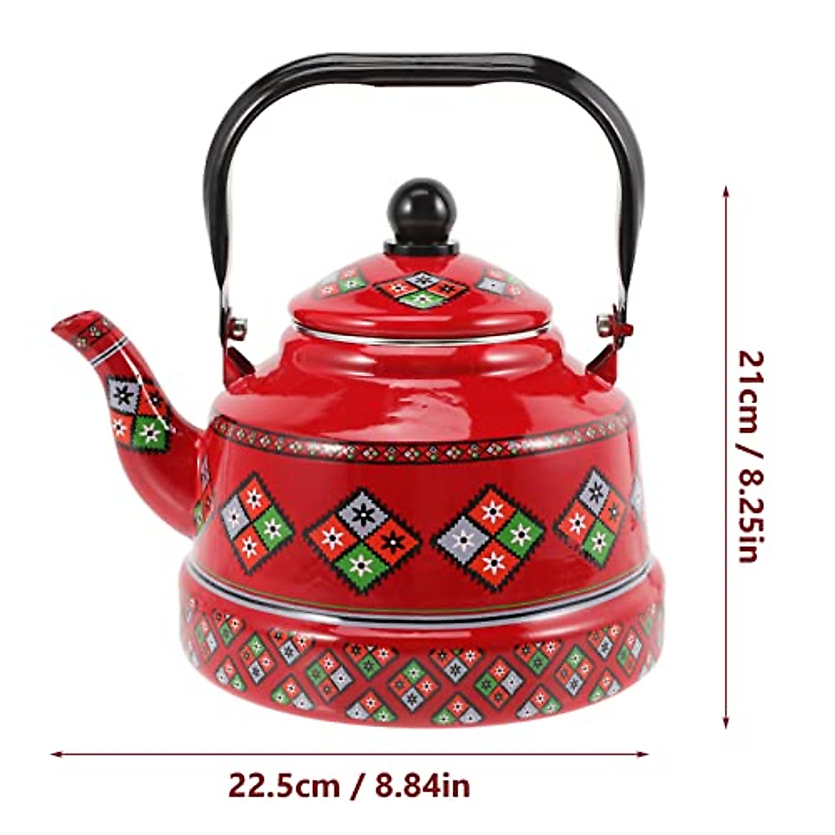 Enamel Teakettle Stainless Steel Teapot Stovetop Water Boiler Kettle 2.5l Enameled Tea Serving Pot No Whistling Kettle for Home Kitchen Cookware Red