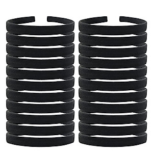 Lawie 20 Pack 0.5 Inch Black Plain Cloth Covered Thin Hard Plastic Headbands Elastic Skinny Hairband Flexible Hair Hoop Holder Clasp Tiara Crown Base Headpieces Crafts DIY Accessories for Women Girls
