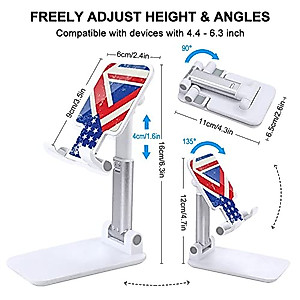 British and American Flag Foldable Desktop Cell Phone Holder Portable Adjustable Stand for Travel Desk Accessories