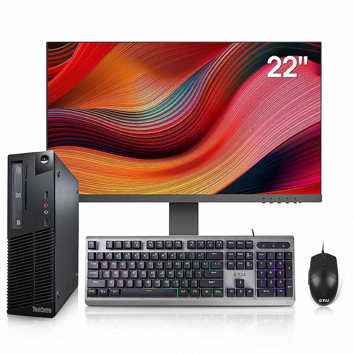 Lenovo Desktop PC Computer, 22 inch FHD Monitor, Intel Core i7-4770, 16GB RAM, 256GB SSD, DVDRW, RGB Keyboard, Mouse,Wireless WiFi, Windows 10 Pro (Renewed)