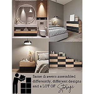 Stackable Storage Drawers, Dressers & Chests of Drawers, Dresser of Closet, Small Dressers for Bedroom, Nightstand, Bedside Tables (Nordic Walnut)