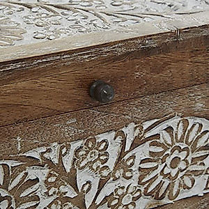 Deco 79 Mango Wood Floral Box with Hinged Lid, Set of 3 8", 10", 12"W, Brown