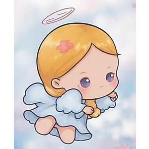 5D Diamond Painting Kits Angel Baby Girl Full Drill Round Beads Diamond Art Gems Stone Cross Stitch DIY Diamond Painting by Number Kits Wall Decoration 12x16 inch