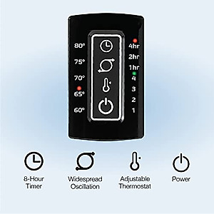 Lasko Oscillating Pedestal Fan, Thermostat, Adjustable Height, Remote Control, Timer, 4 Speeds, for Bedroom, Living Room, Office & Dorm, 16", Black, S16612