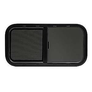 ToughGrade Horizontal Sliding Black RV Window 30" X 15" X 1 1/2" Includes Mounting Ring and Screen