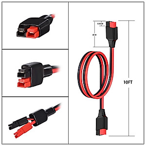 ELFCULB 12AWG 10FT Anderson Extension Cable 2 6 10 20 35 50FT Solar Extension Cable Anderson Connector for Portable Power Station Solar Generator Solar Panel (10FT)