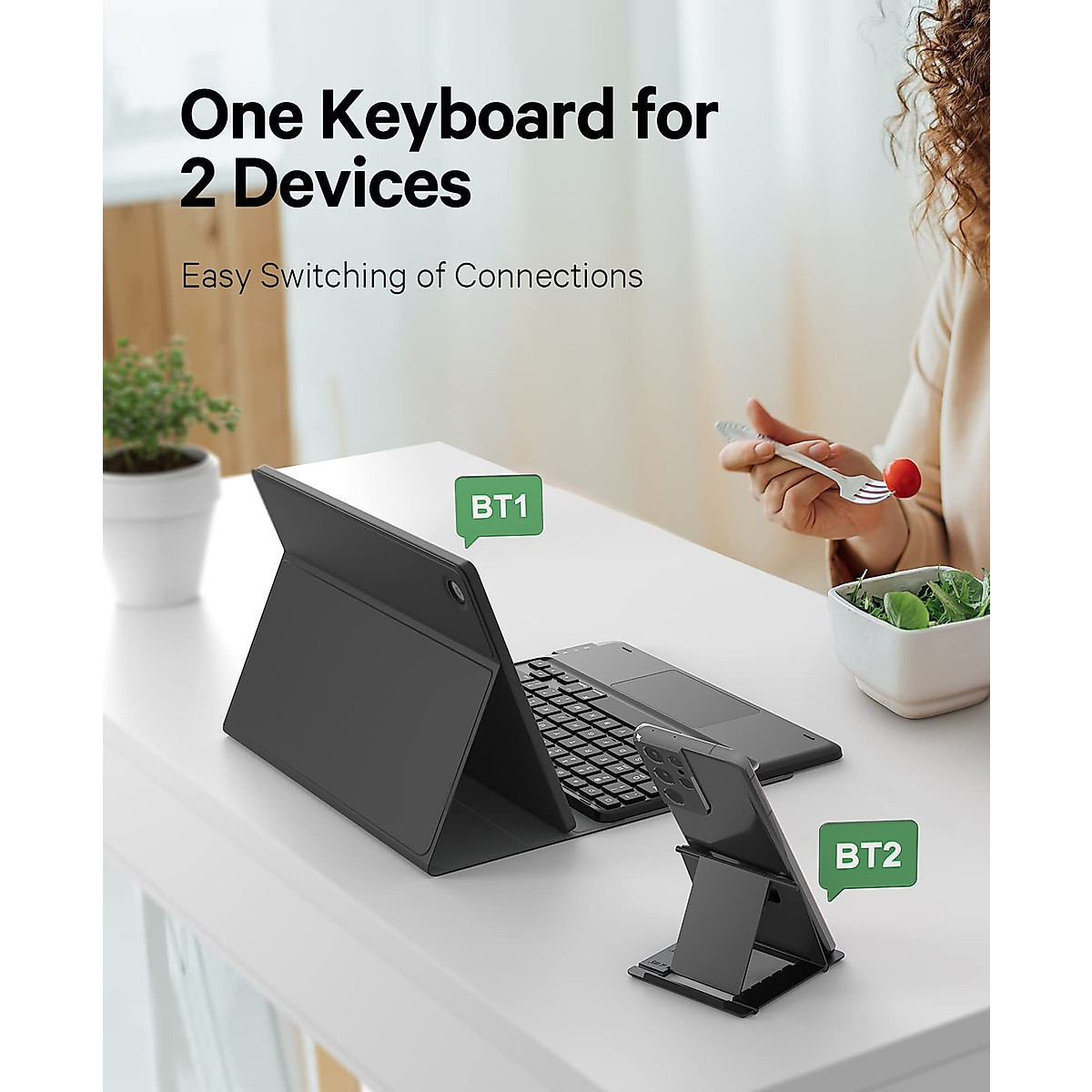 GreenLaw Samsung Galaxy Tab A8 Keyboard Case, Multi-Gesture Smart Touchpad, Magnetic Detachable, Type-C Rechargeable Case with Keyboard for Galaxy Tab A8 10.5 inch (SM-X200/X205/X207), Black