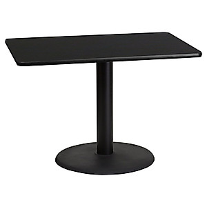 Flash Furniture 30'' x 42'' Rectangular Black Laminate Table Top with 24'' Round Table Height Base