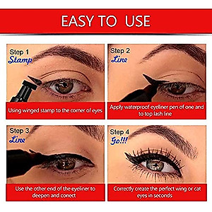 evpct Winged Wing Colored Eyeliners Stamps Stencil Wingliner Liquid Set Eye Liners for Women 4 Color Black Red Pink Green Cat Eye Face Stamp Liquid Eyeliner Colorful Makeup Set Multicolor Waterproof